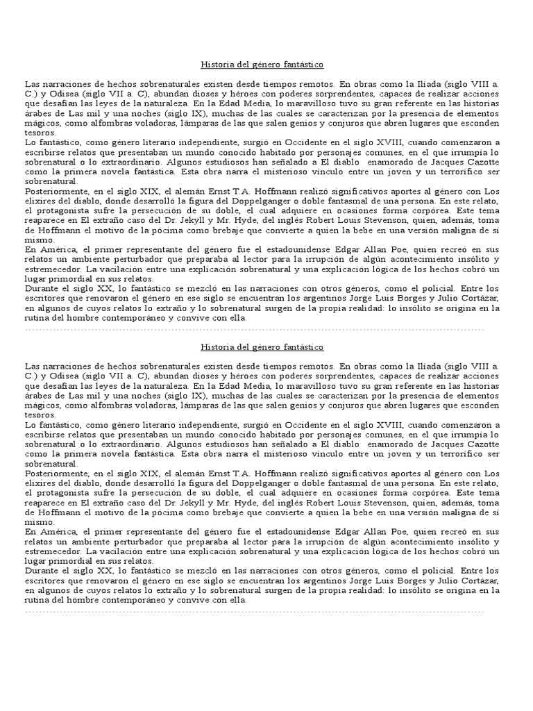 Historia Del Género Fantástico | PDF | Literatura de fantasía | Fantasía