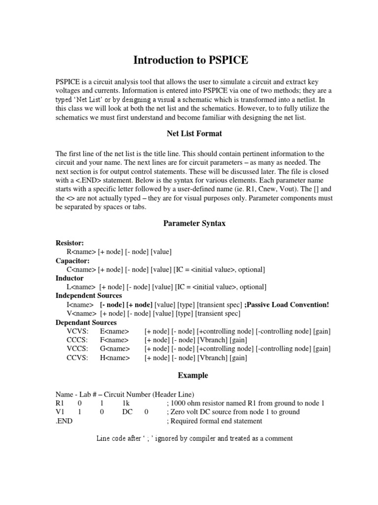 Introduction To PSpice | PDF | Electronic Circuits | Network Analysis (Electrical Circuits)