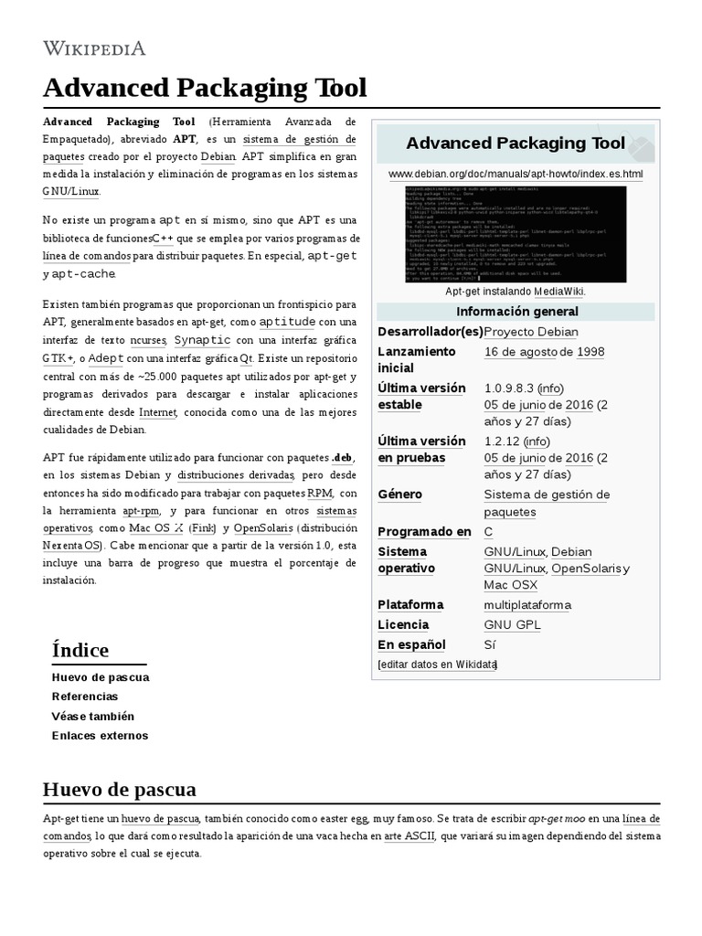 Advanced Packaging Tool | PDF | Software libre | Proyectos de software ...