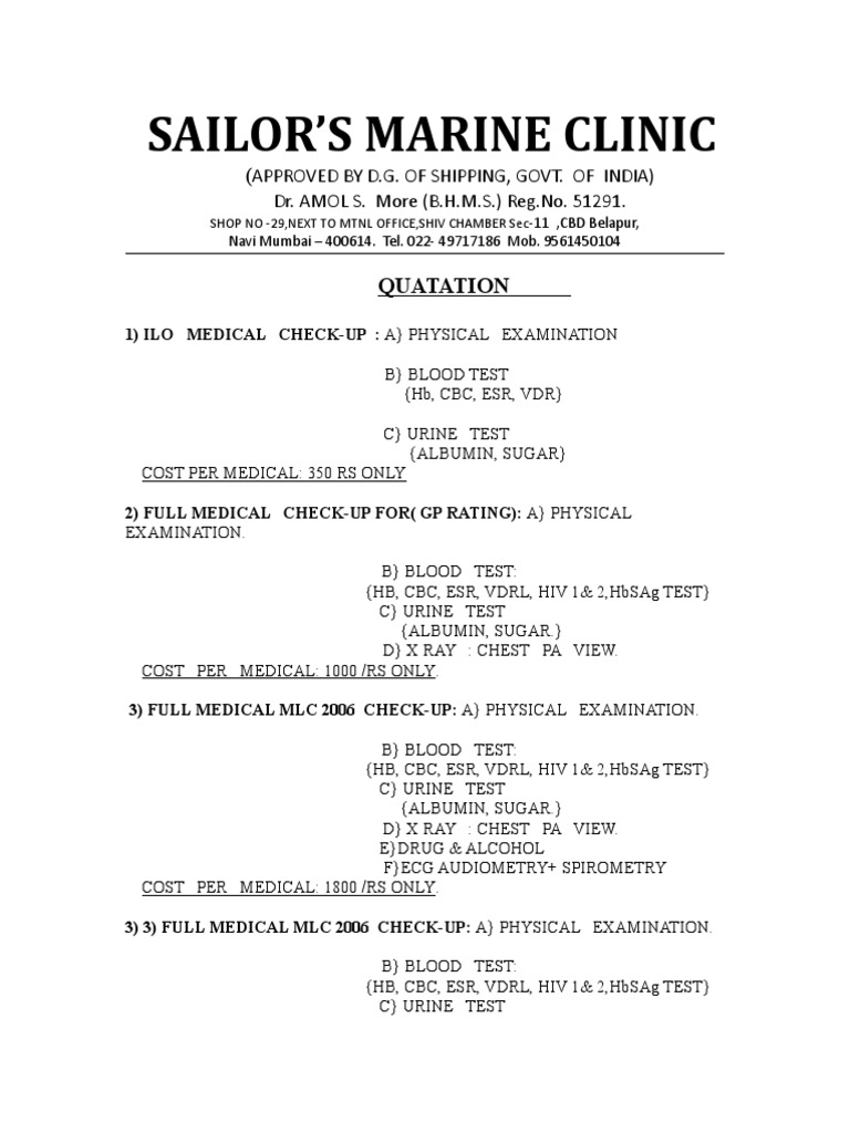 Sailors Marine Clinic | PDF