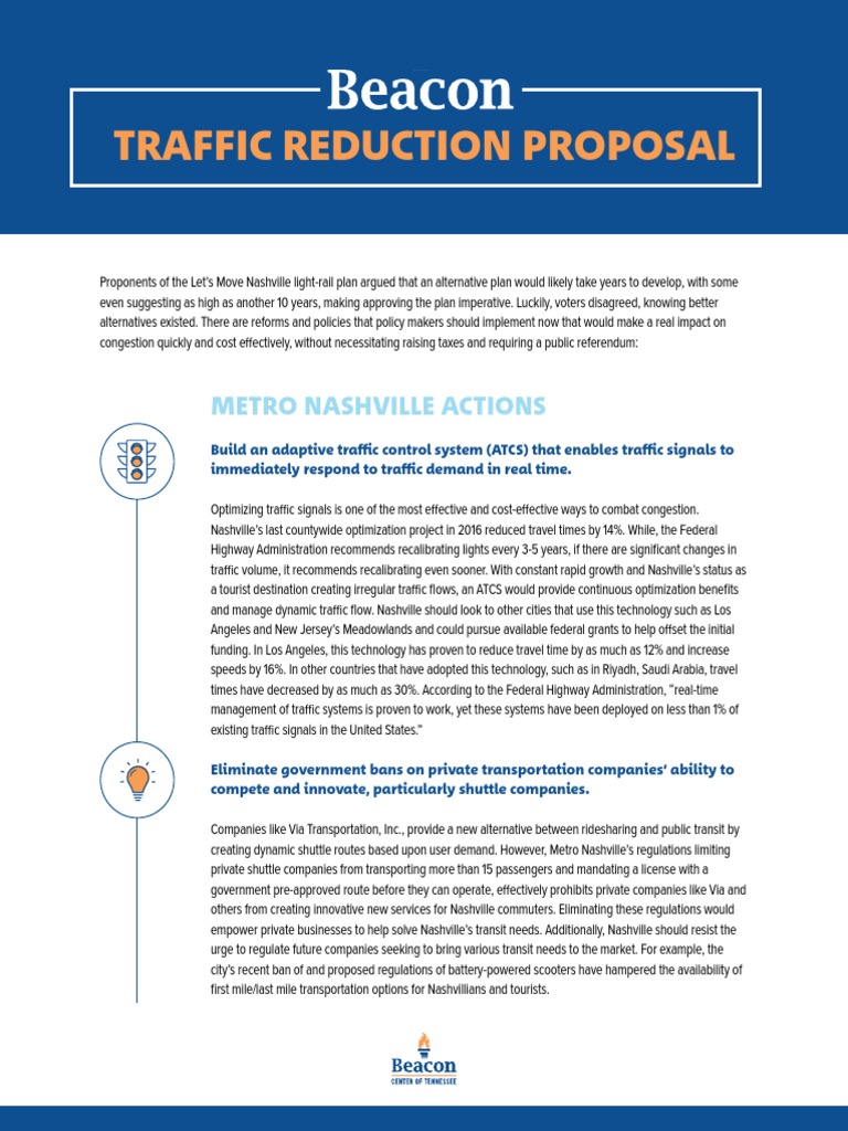 Traffic Reduction Proposal: Metro Nashville Actions | PDF | Traffic ...