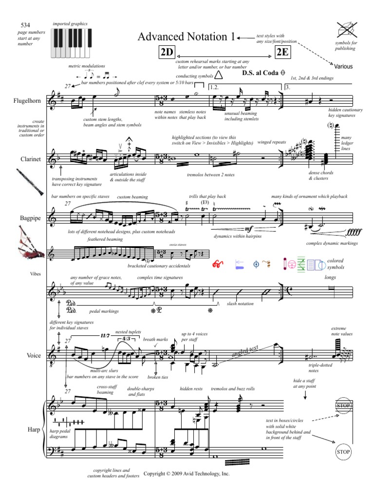 Advanced Notation 1 - Full Score | PDF | Musical Notation | Graphic Design