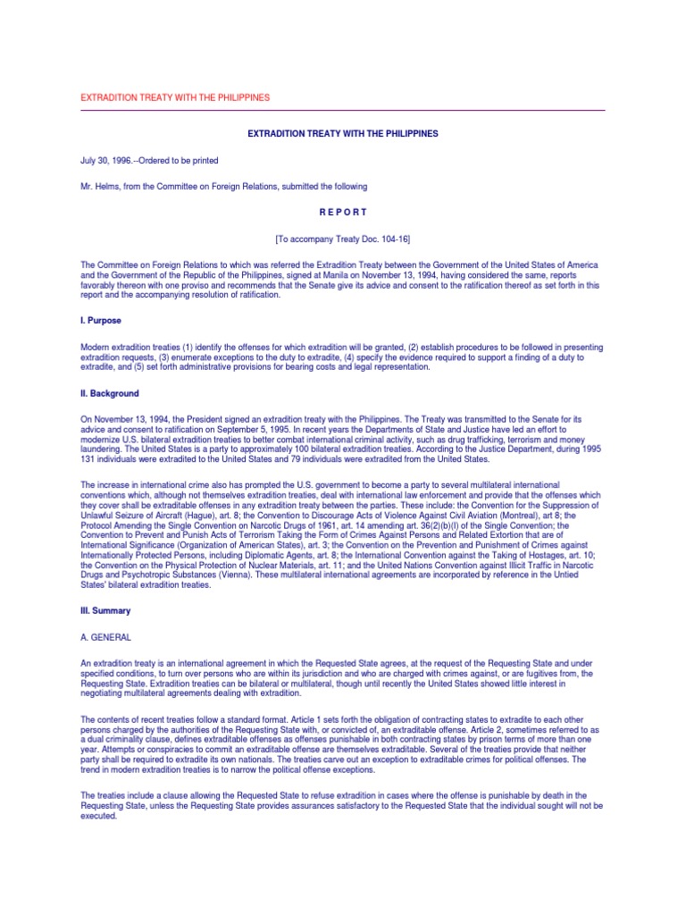 Consular Convention Treaty | PDF | Extradition | Treaty