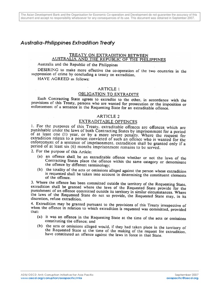 Australia-Philippine Extradition Treaty | PDF | Social Science ...