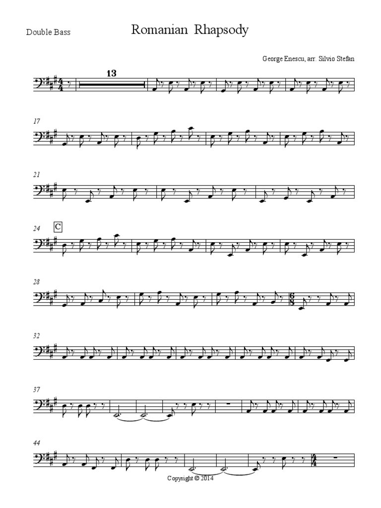 Romanian Rhapsody (1) Double Bass | PDF | Classical Music