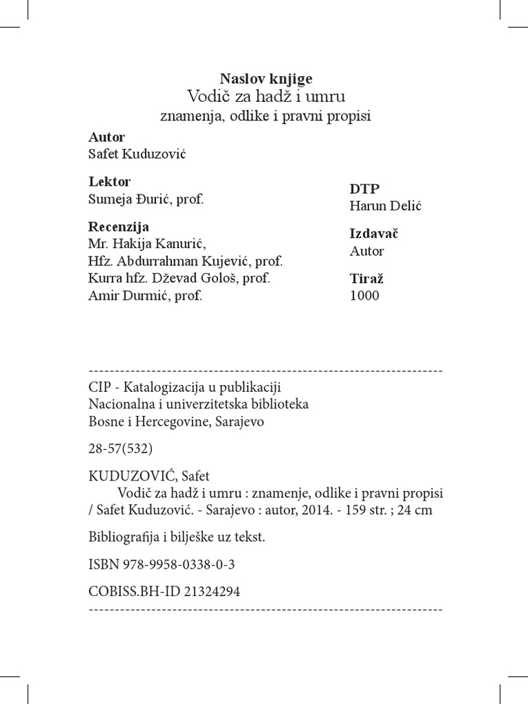 Vodič Za Hadz I Umru PDF | PDF