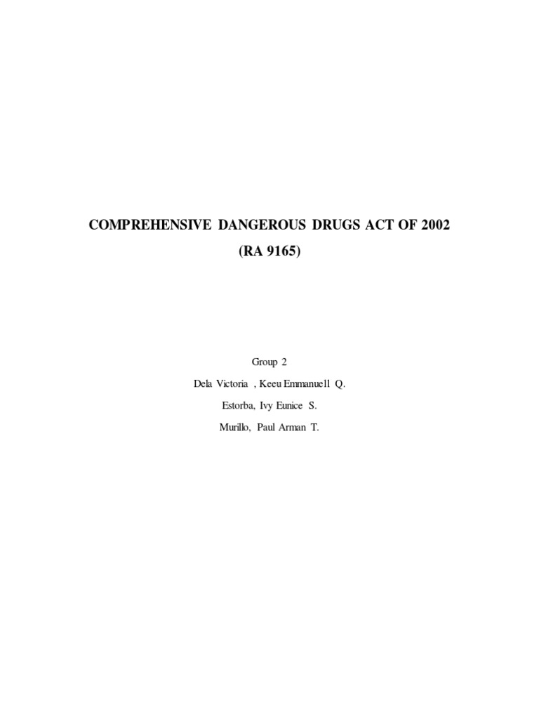 Comprehensive Dangerous Drugs Act of 2002 (RA 9165) | PDF | Illegal Drug Trade | Drugs
