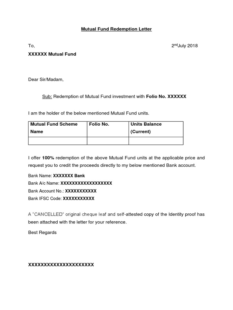 MF Redemption Letter