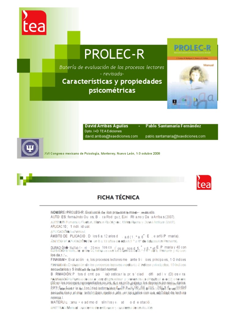 Prolec R | Descargar gratis PDF | Lectura (proceso) | Oración (Lingüística)