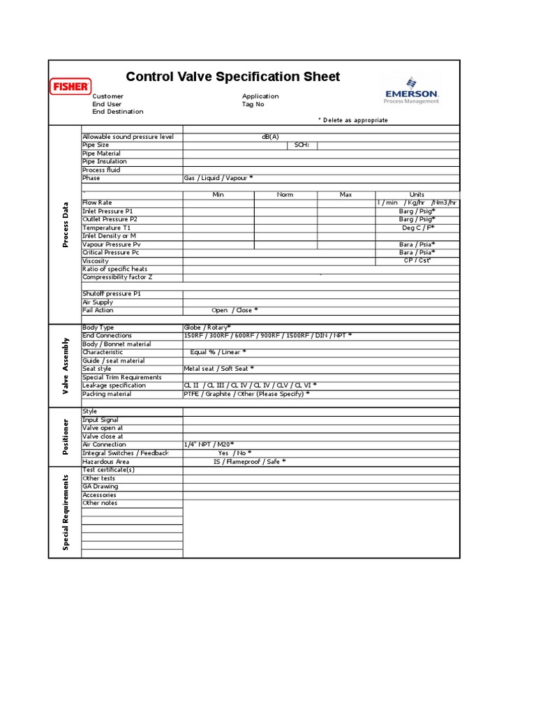 Control Valve Data Sheet | PDF | Valve | Pressure