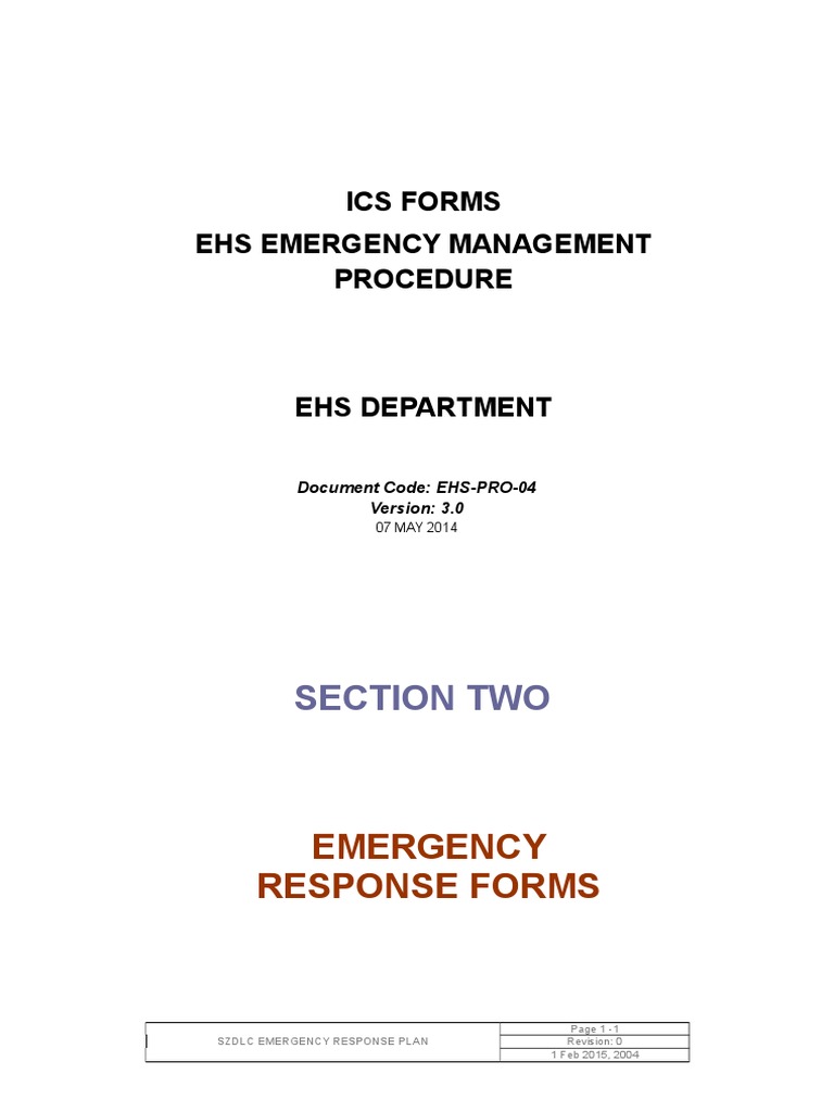 SZDLC Ics Forms | PDF | Incident Command System | Emergency