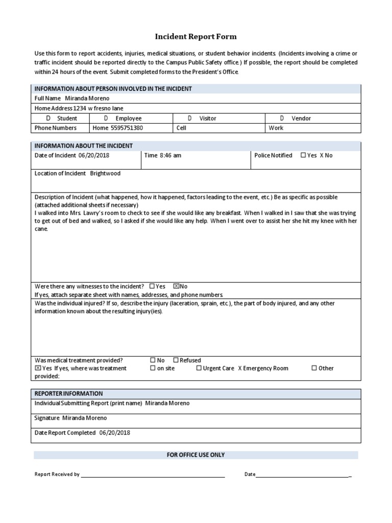 Incident Form | PDF
