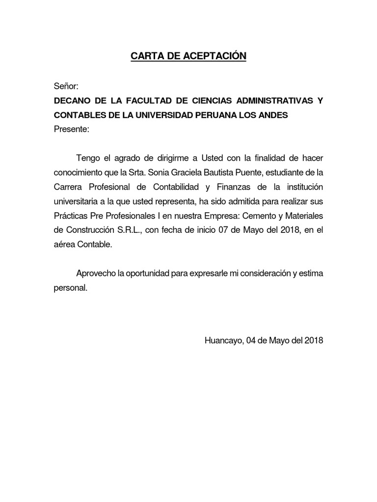 Carta de Aceptación | PDF