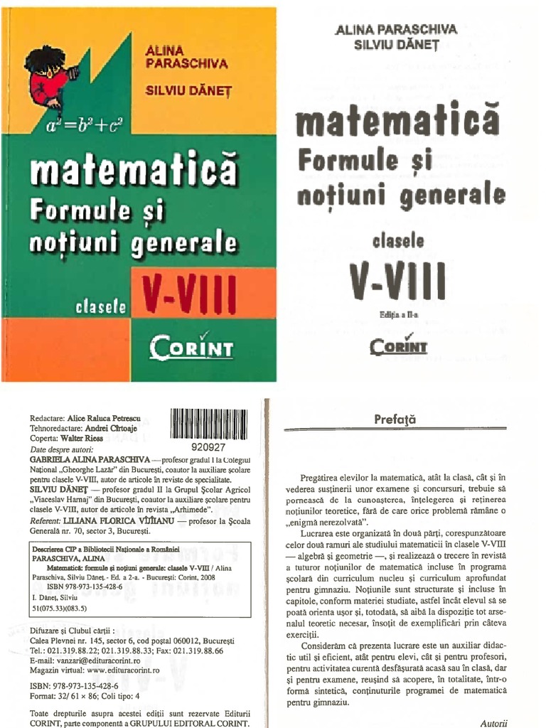 Matematica Formule Si Notiuni Generale V-VIII PDF | PDF