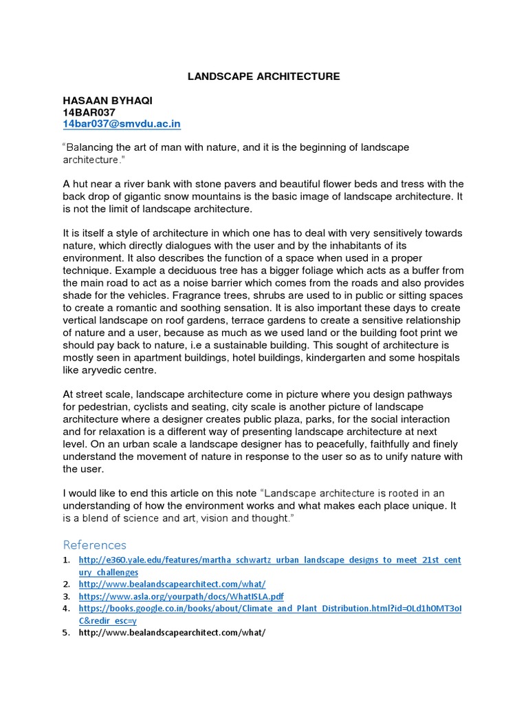 Landscape Architecture | PDF