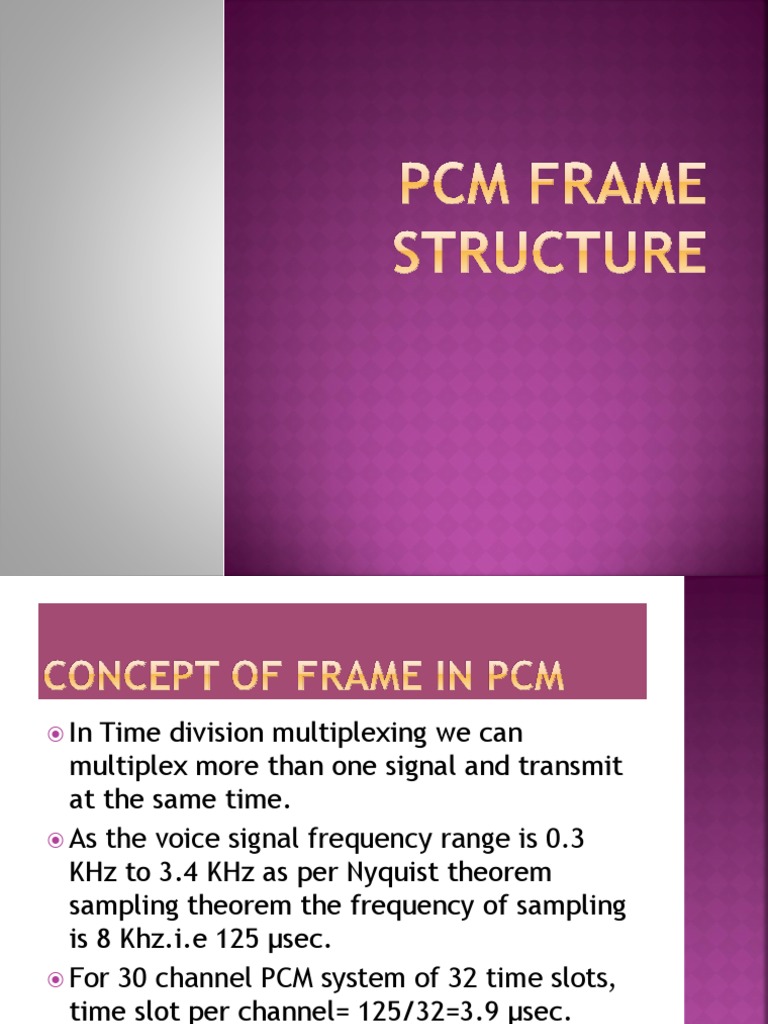 PCM Frame Structure | PDF | Multiplexing | Sampling (Signal Processing)