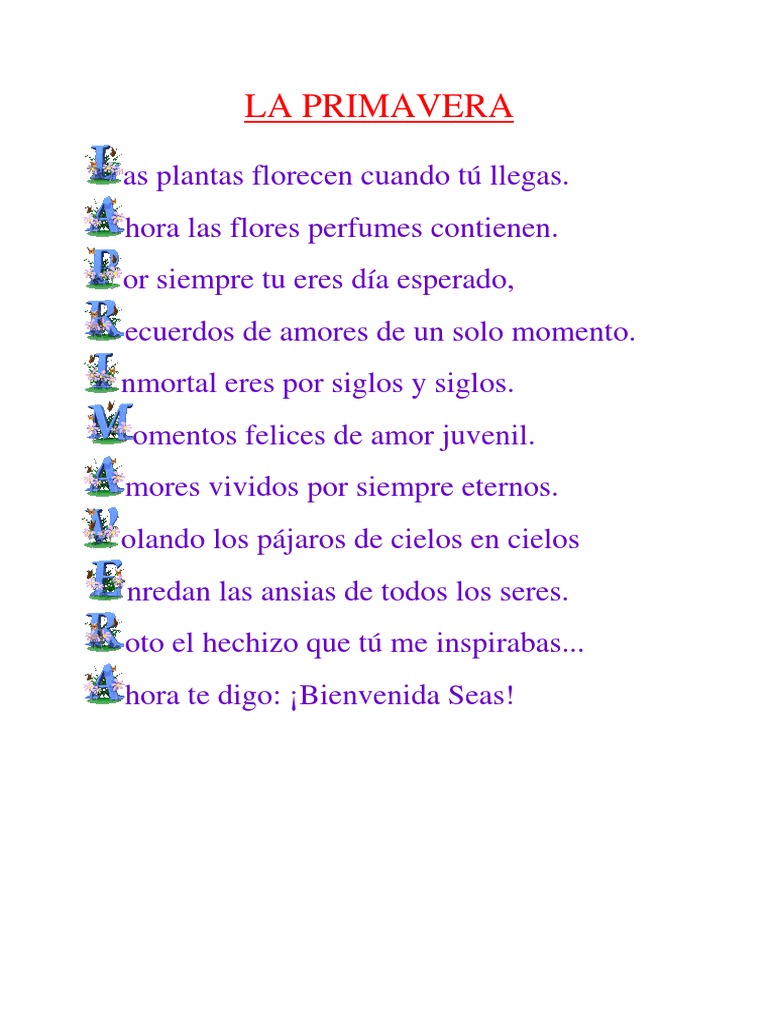 Acrostico La Primavera | PDF