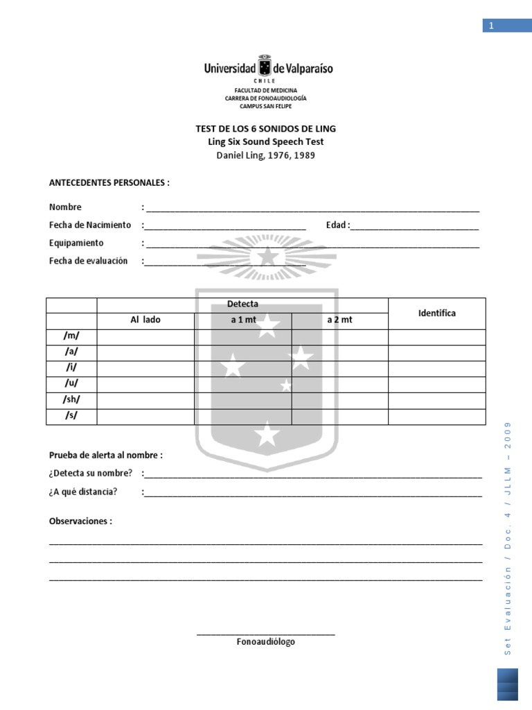 Evaluación Auditiva: Test de Ling | PDF | Salud y bienestar
