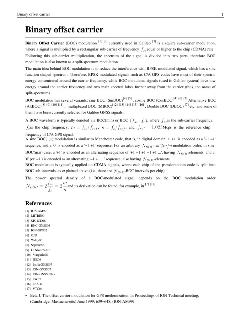 Wikipedia Binary Offset Carrier Pdf Information And Communications Technology Electronic