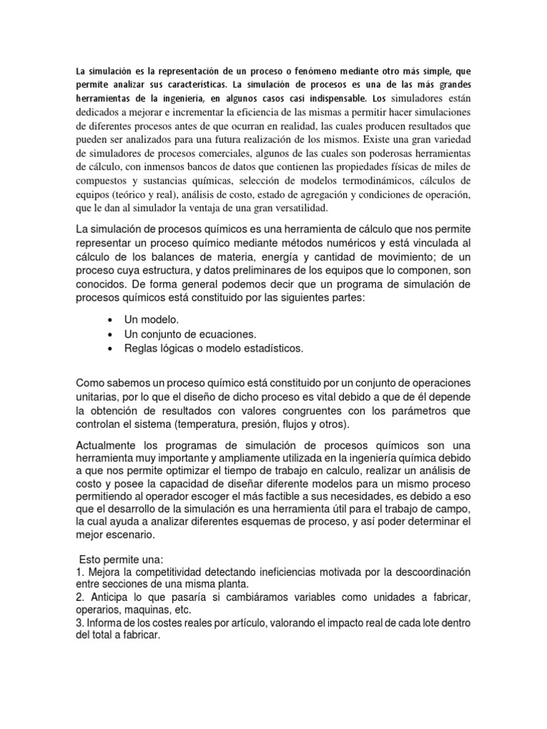 Simuladores de Procesos Pro II | PDF | Simulación | Software
