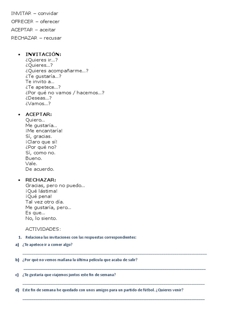 Aceptar y rechazar invitaciones | PDF | Ocio