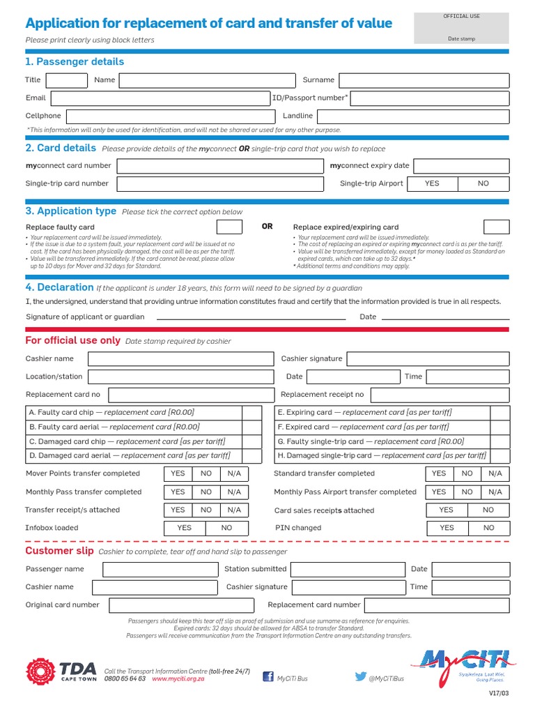 Card Replacement Form 25 04 17 PDF | PDF | Identity Document | Official ...