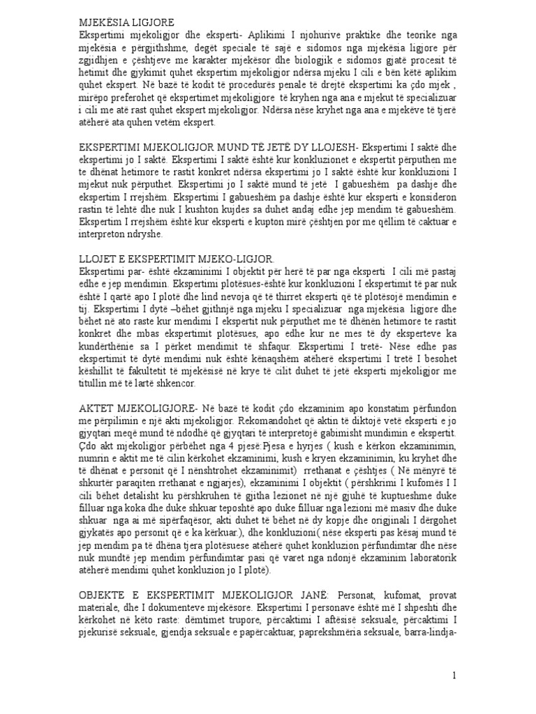 Mjeksia Ligjore 1 | PDF