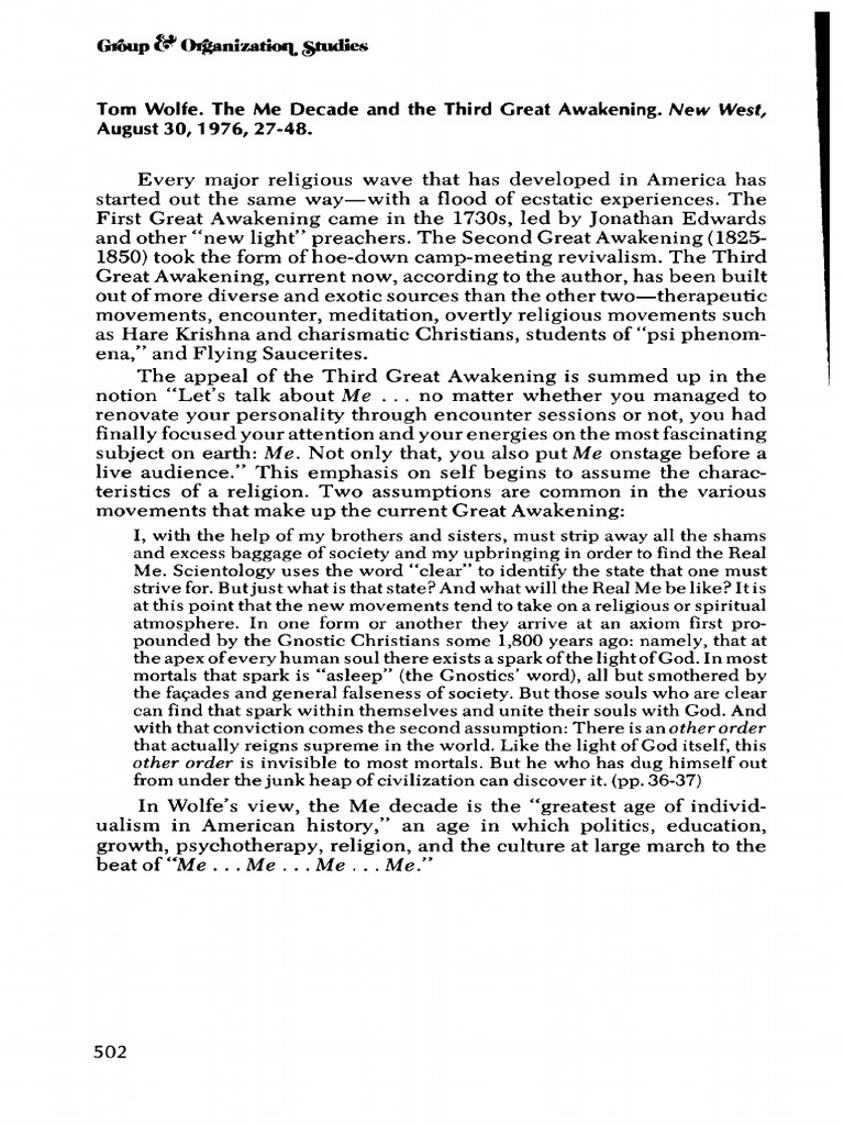 The Me Decade | PDF | Soul | God