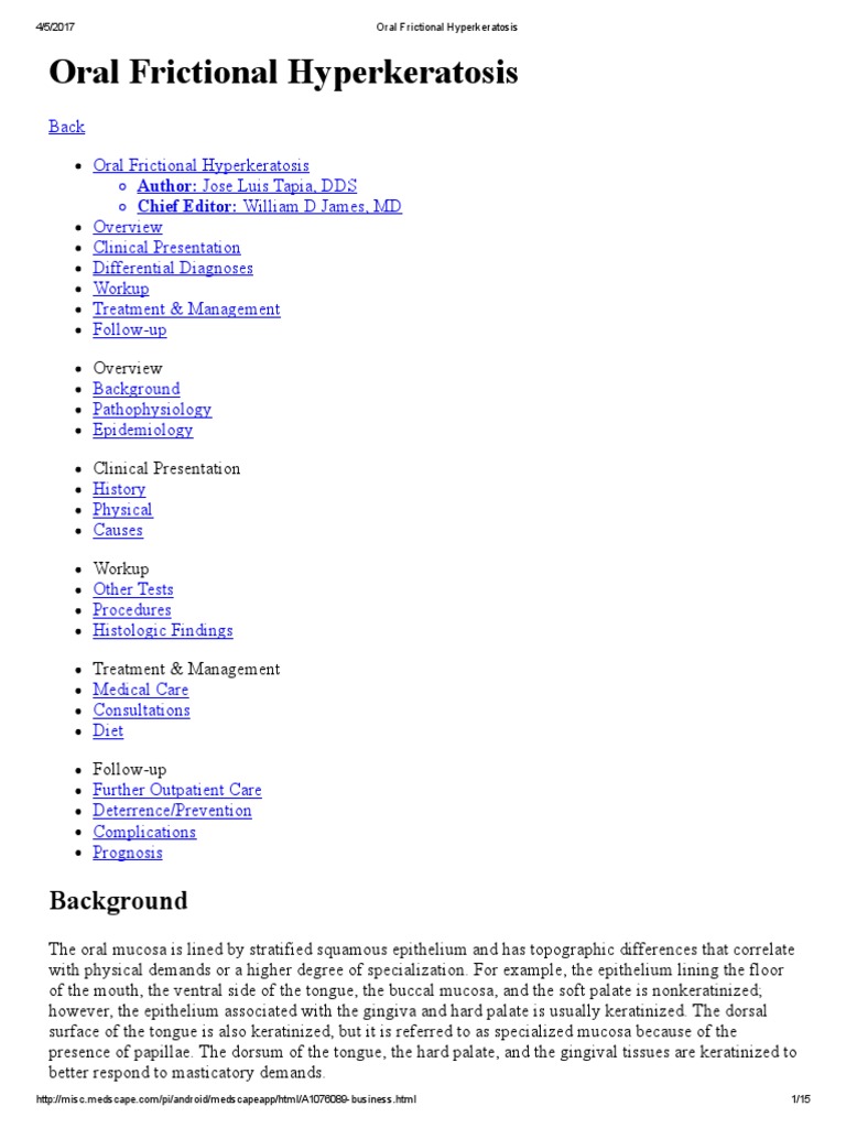 Oral Frictional Hyperkeratosis | PDF | Health Sciences | Dentistry