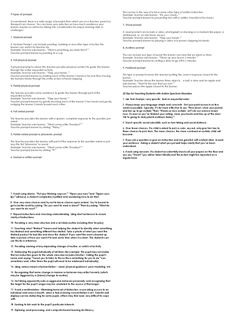 22 Tips For Teaching Students With Autism Spectrum Disorders | PDF ...