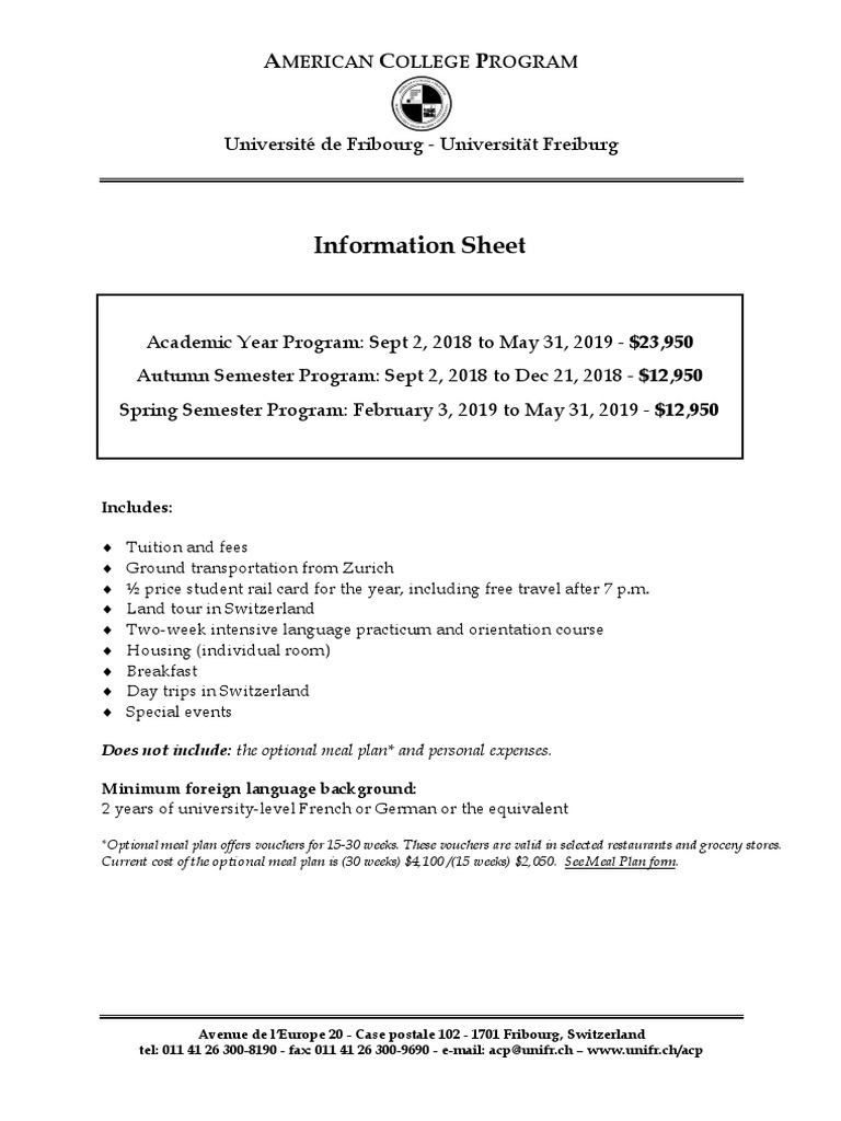 Information Sheet 2018-2019 | PDF | Course Credit | Academic Term