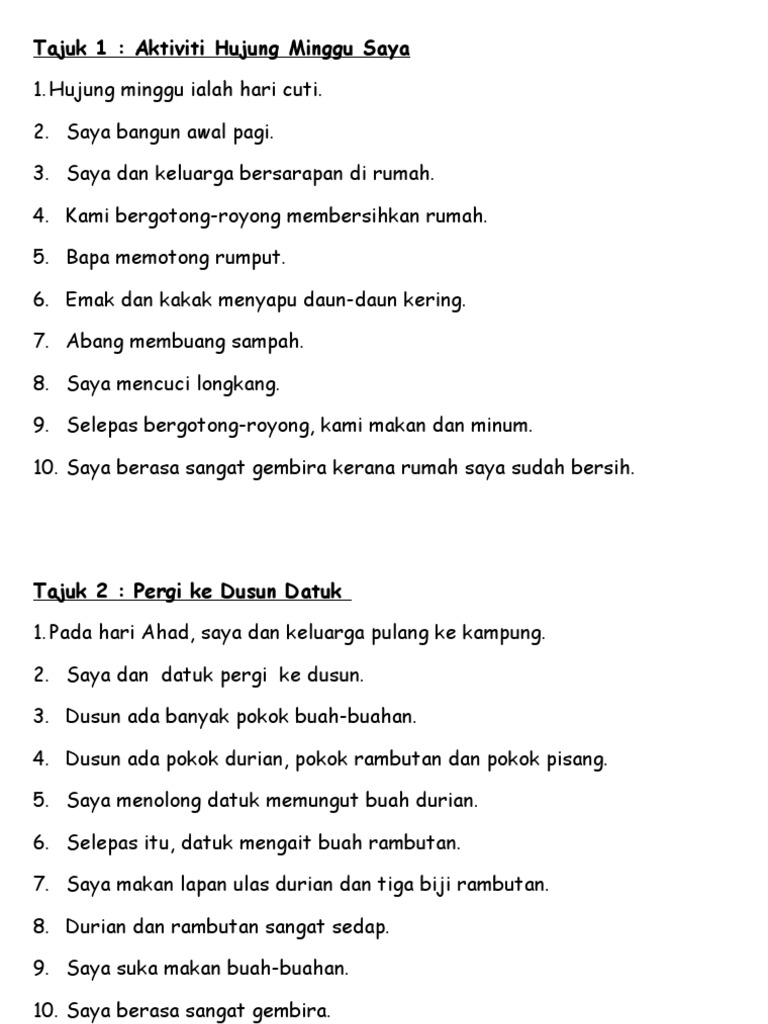 20 Karangan 10 Ayat Tema Keluarga | PDF