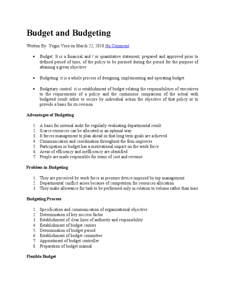 Budget and Budgeting | PDF | Budget | Policy
