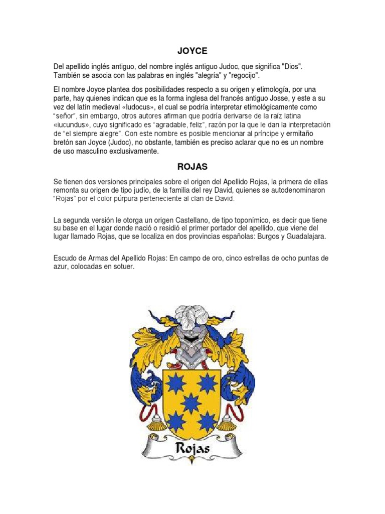 Significado y origen de Joyce y Rojas | PDF | Historia | Clásicos
