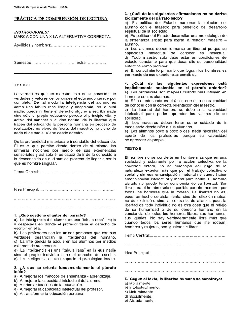 2 Da Practica Comprensión de Lectur 2 | PDF | Eros | Amor