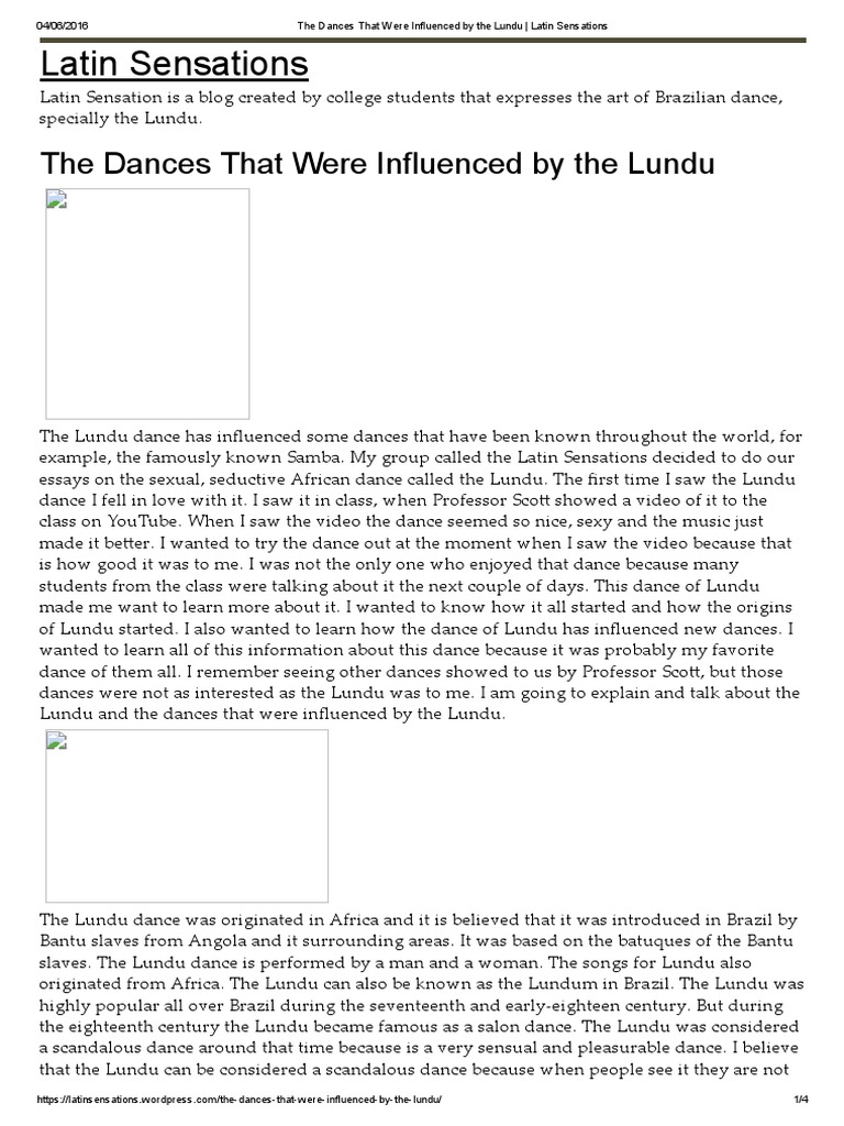 The Dances That Were Influenced by The Lundu - Latin Sensations | PDF ...