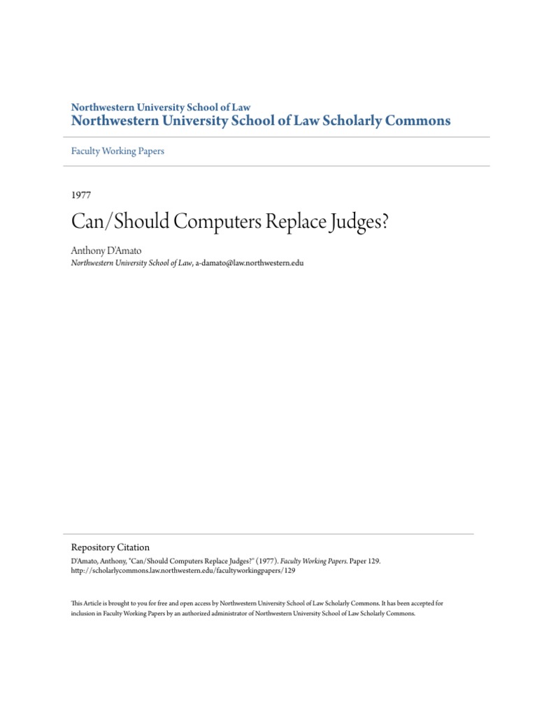 Can - Should Computers Replace Judges | PDF | Psychotherapy | Question Of Law