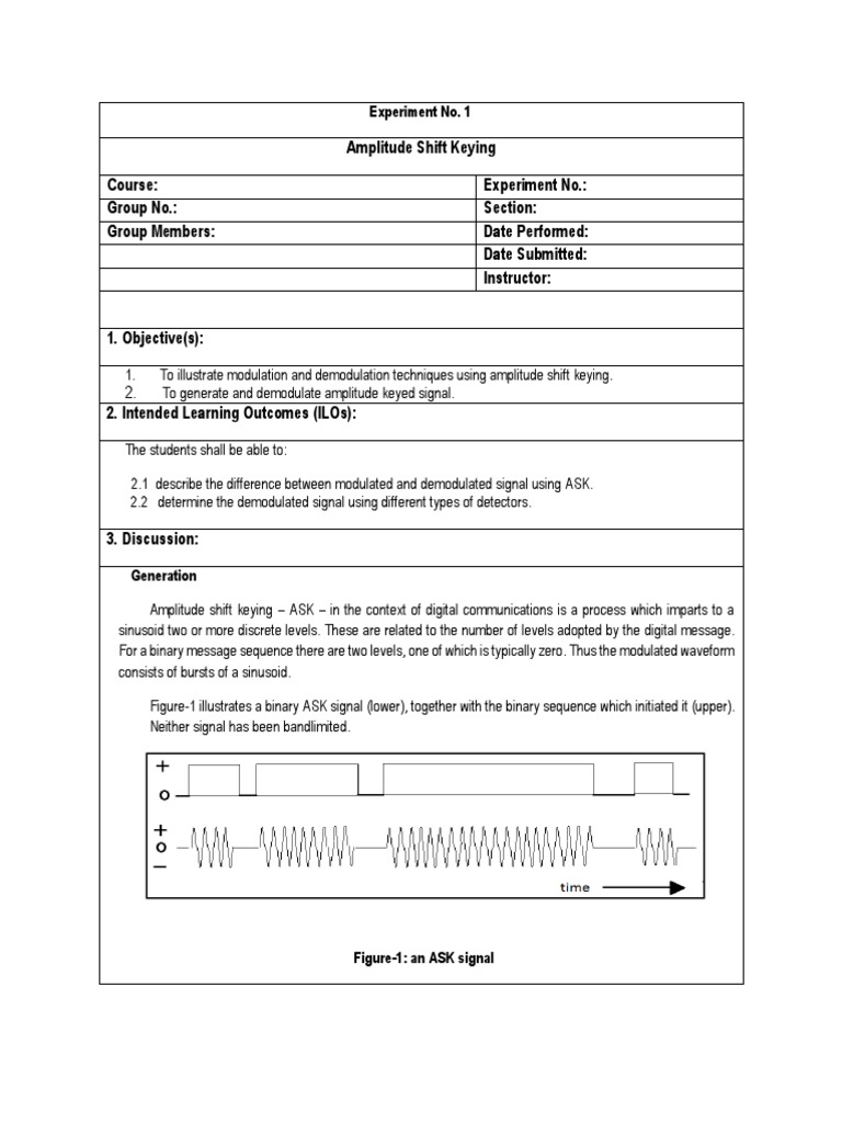 Ask Experiment Pdf Modulation Detector Radio