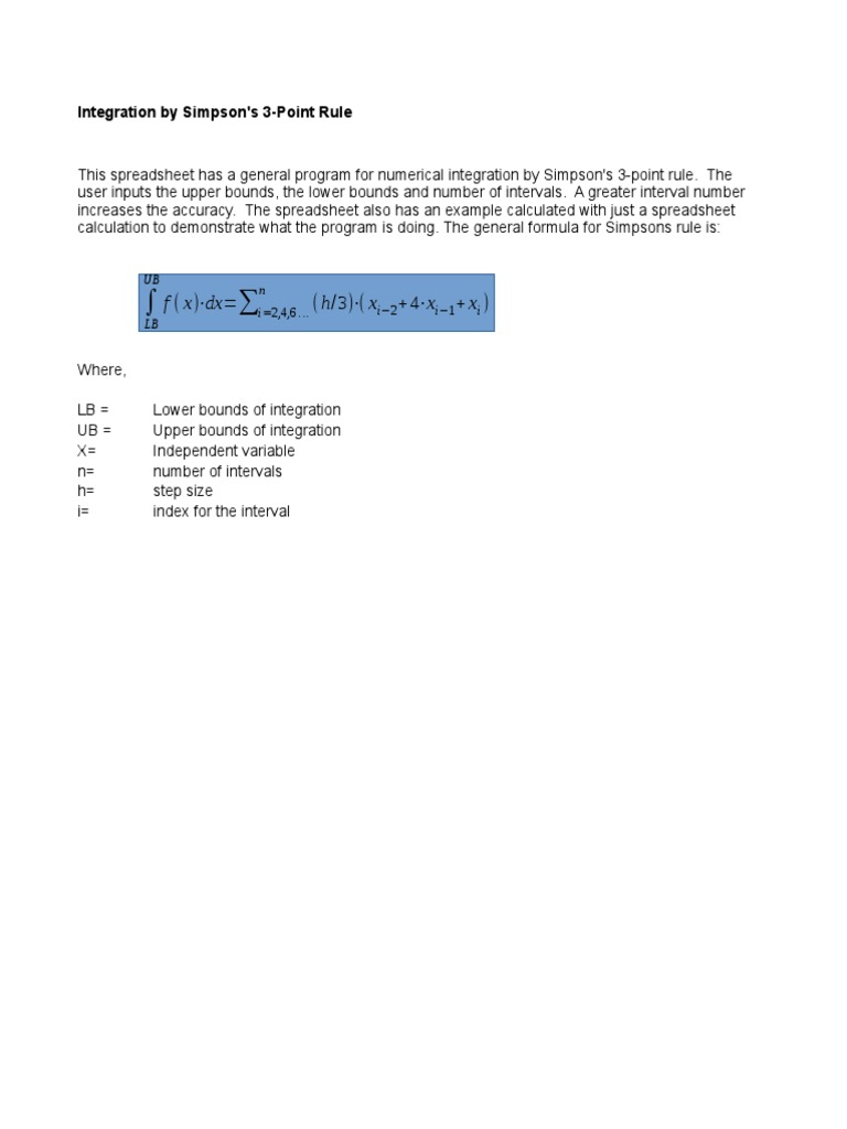Simpson Rule | PDF | Integral | Spreadsheet