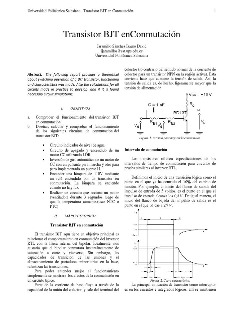 Transistor BJT en Conmutacion | PDF | Transistor | Transistor de unión bipolar