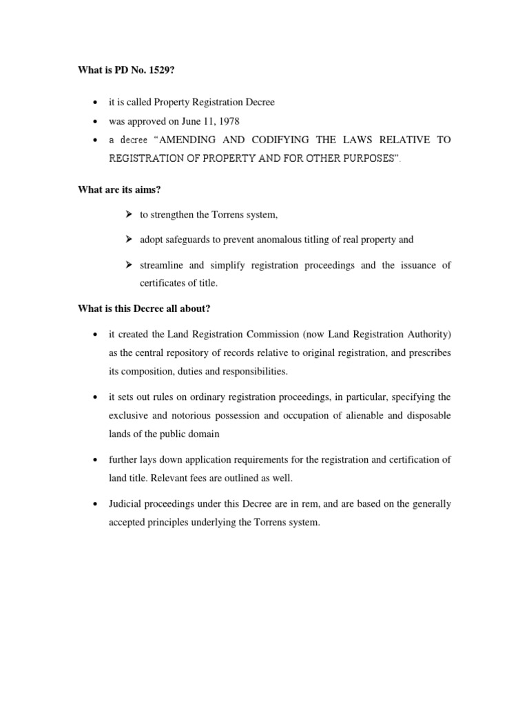 PD 1529 - Intro | PDF