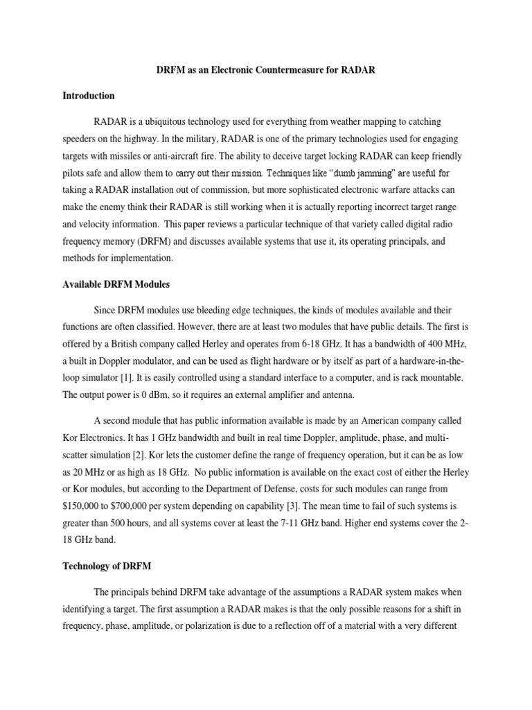 DRFM As An Electronic Countermeasure For RADAR | PDF | Radar | Analog ...