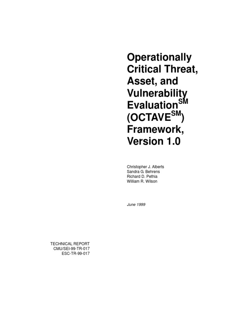 Octave Framework 1999 V1 Pdf Information Security Vulnerability Computing