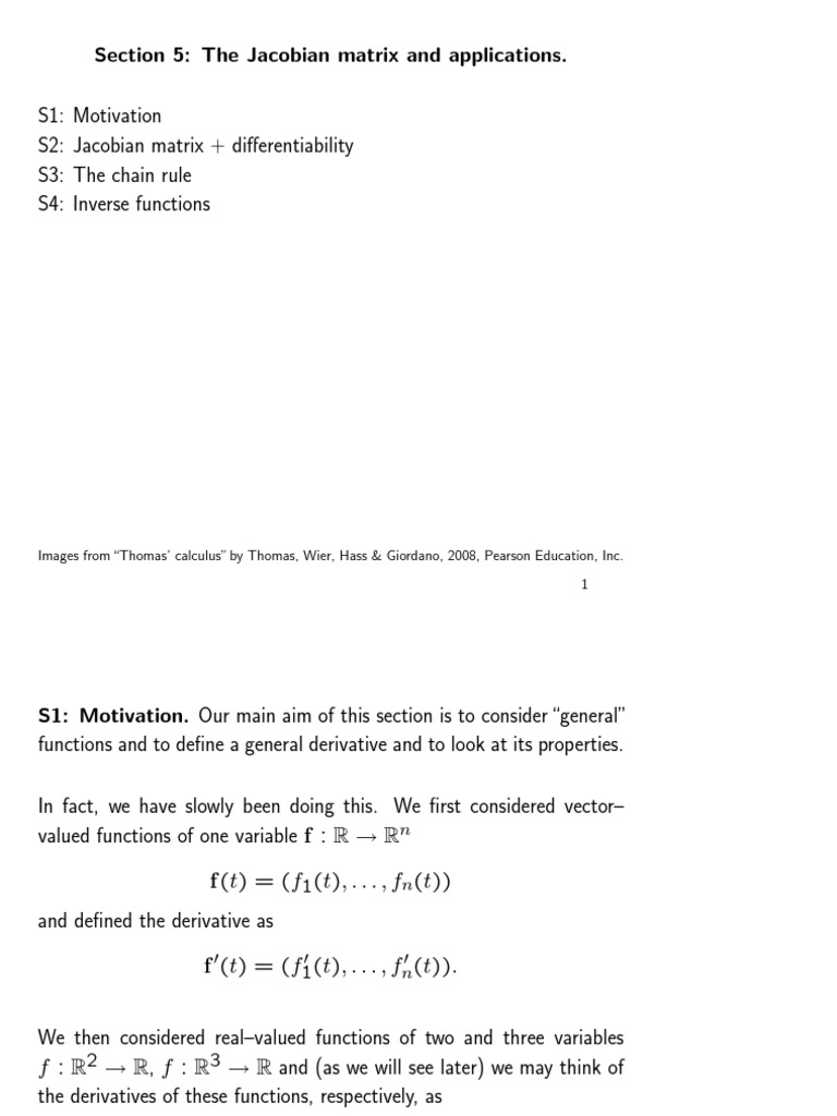 Section 5: The Jacobian Matrix and Applications | PDF | Derivative ...