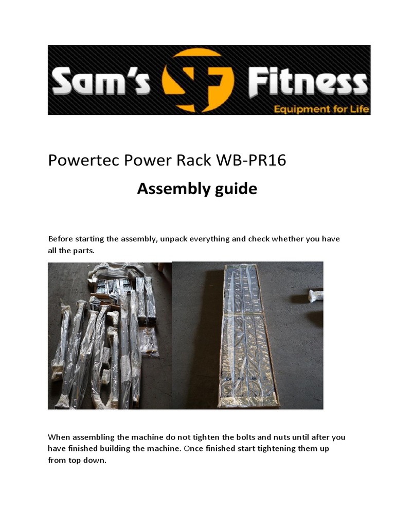 WB-PR Powertec Power Rack Assembly Walkthrough | PDF