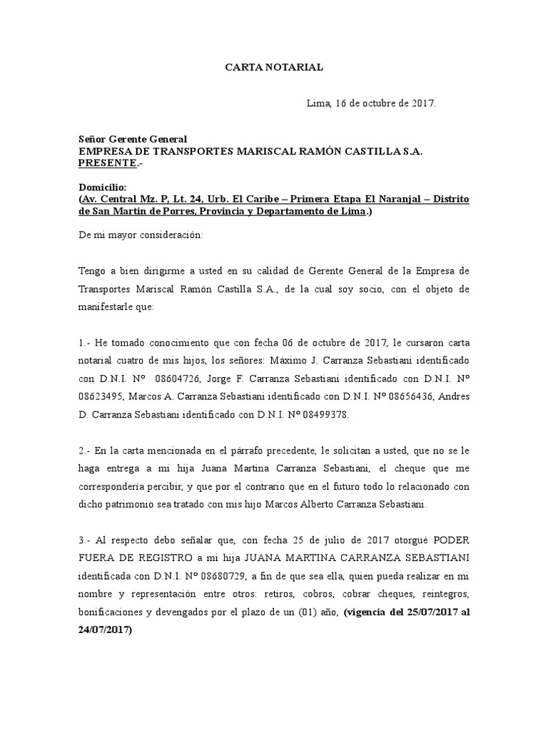 Carta Notarial | PDF