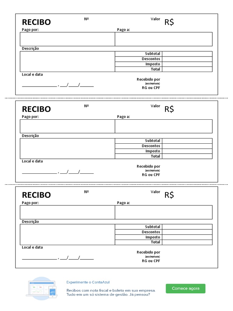 Modelo de recibo simples para pagamentos | PDF