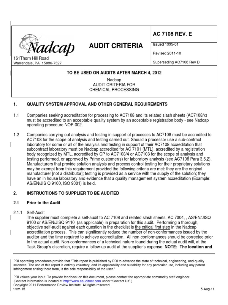 Ac7108 Rev e Nadcap | PDF | Audit | Corrosion