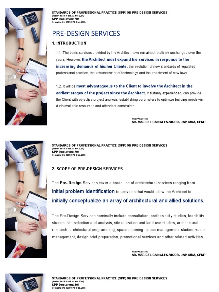 Pre Design Services | PDF | Per Diem | Architect