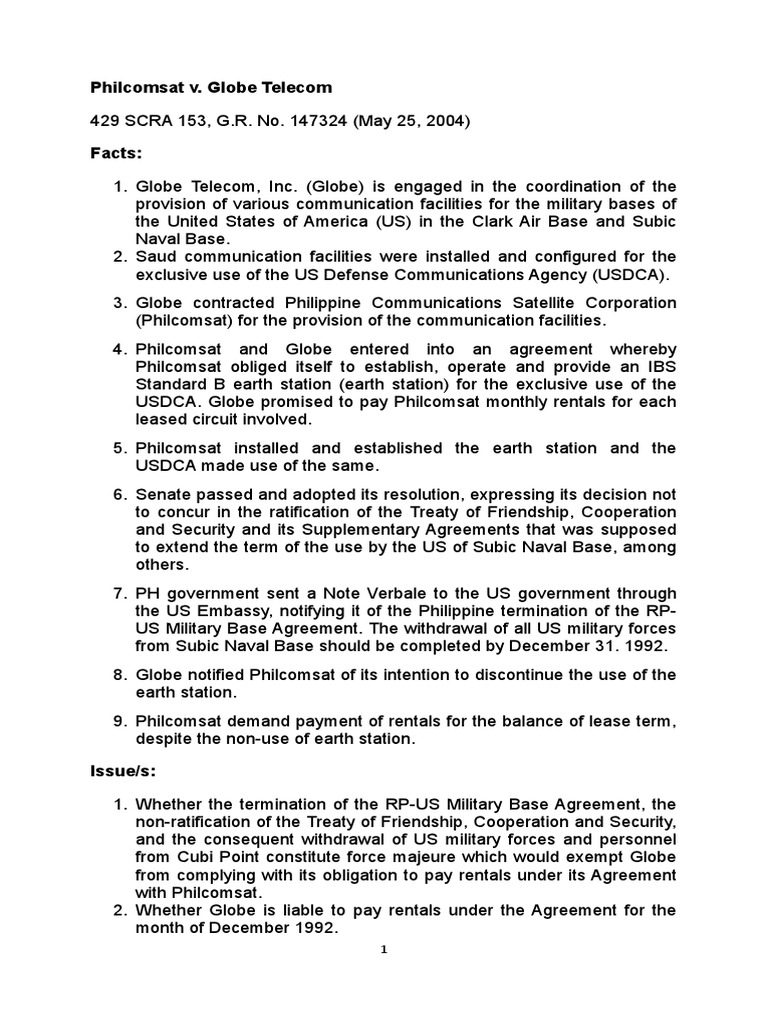 Philcomsat Vs Globe Telecom | PDF | Treaty | Virtue